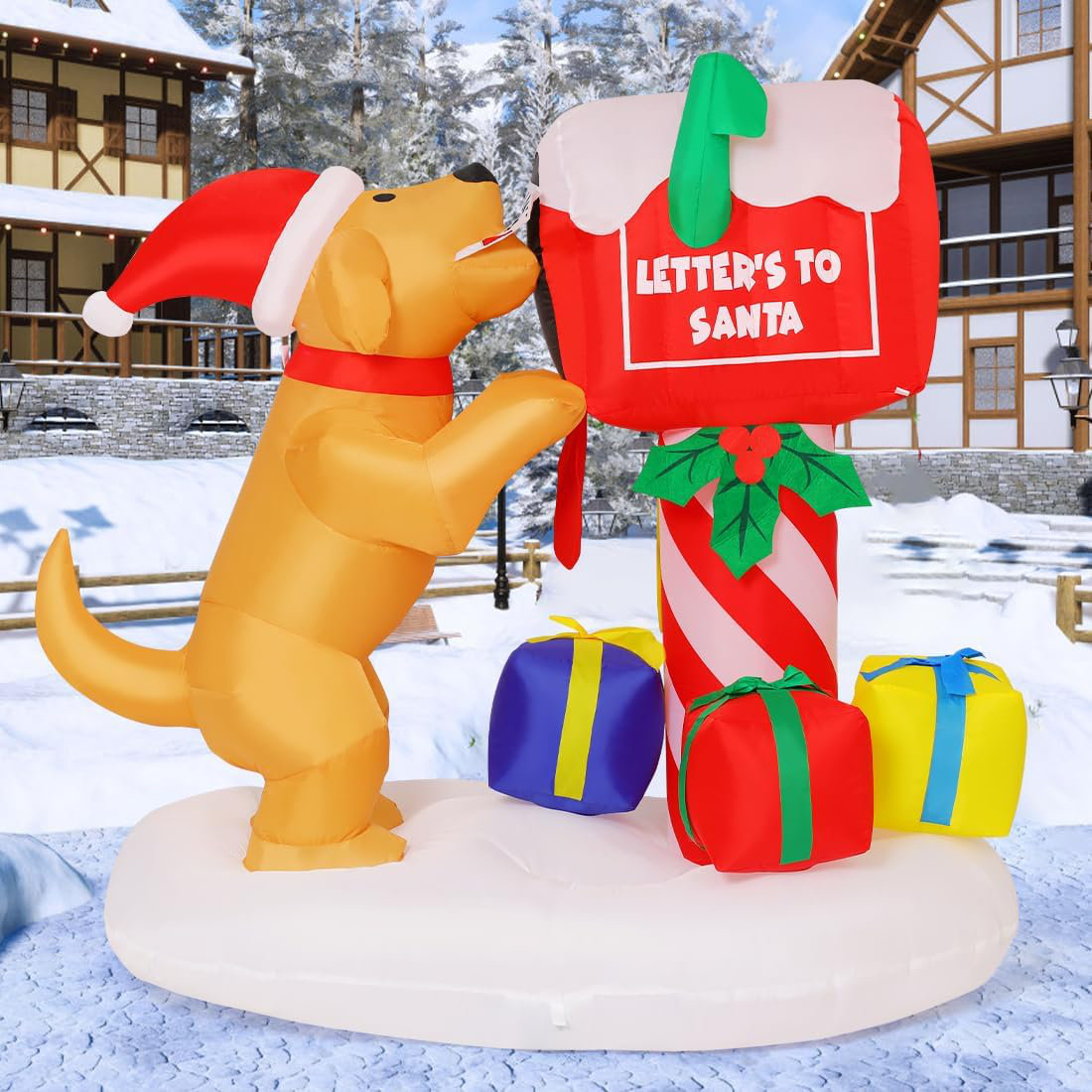 The Holiday Aisle® Christmas Inflatable Blow Up Dog and Newspaper Box ...
