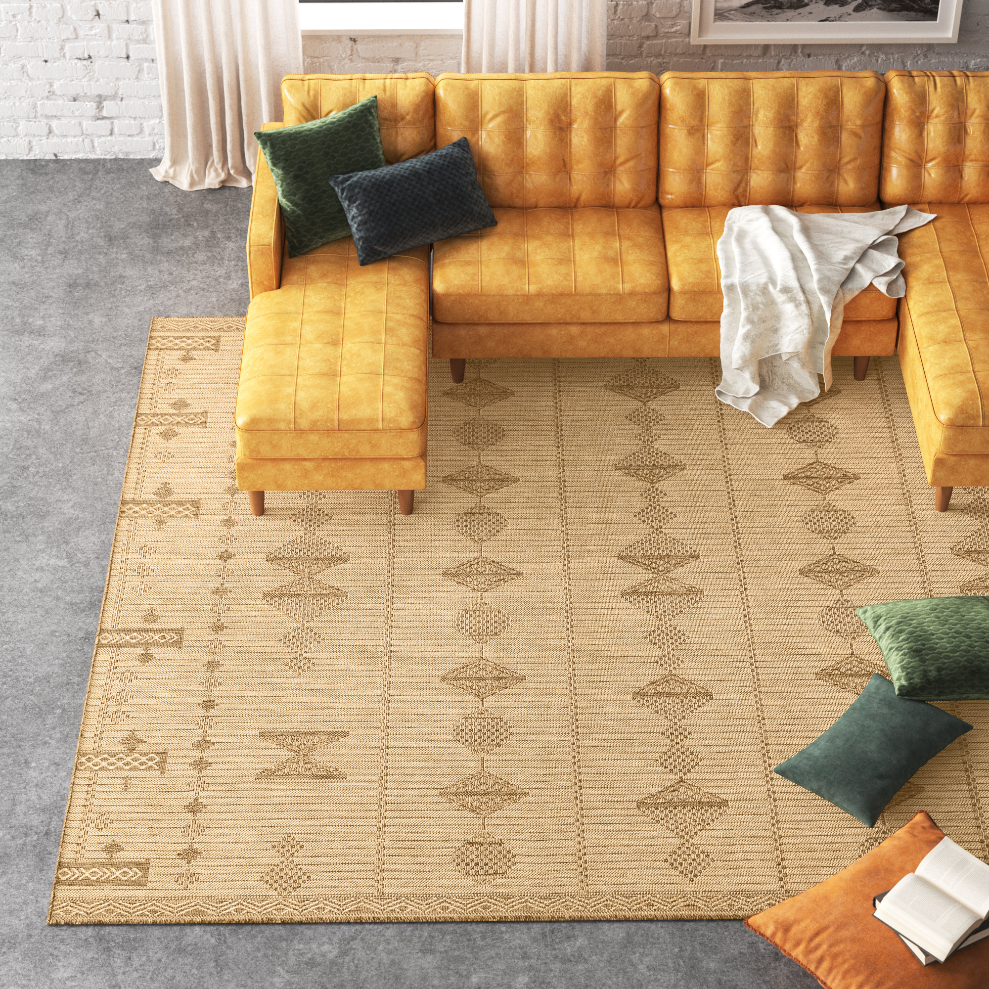 Union Rustic Hiliana Southwestern Beige Indoor / Outdoor Area Rug ...