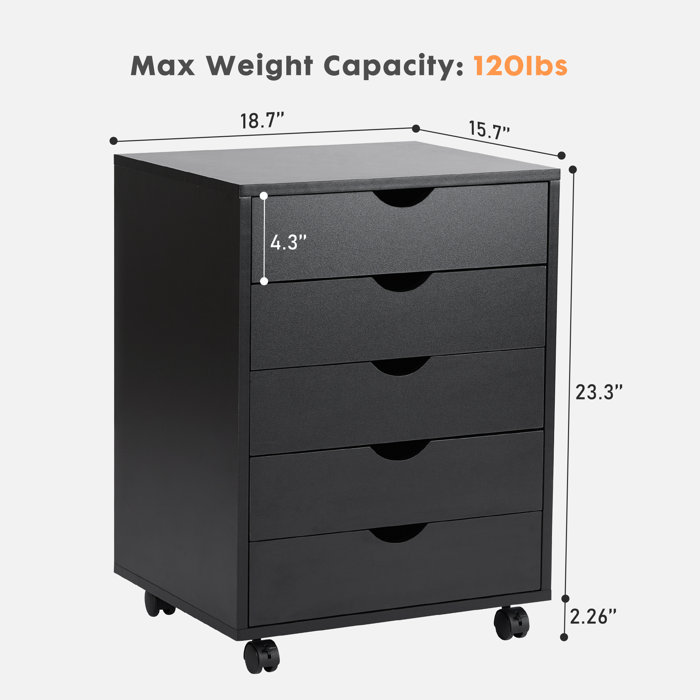 Ebern Designs Coray 18.7'' Wide 5 -Drawer Mobile File Cabinet & Reviews ...