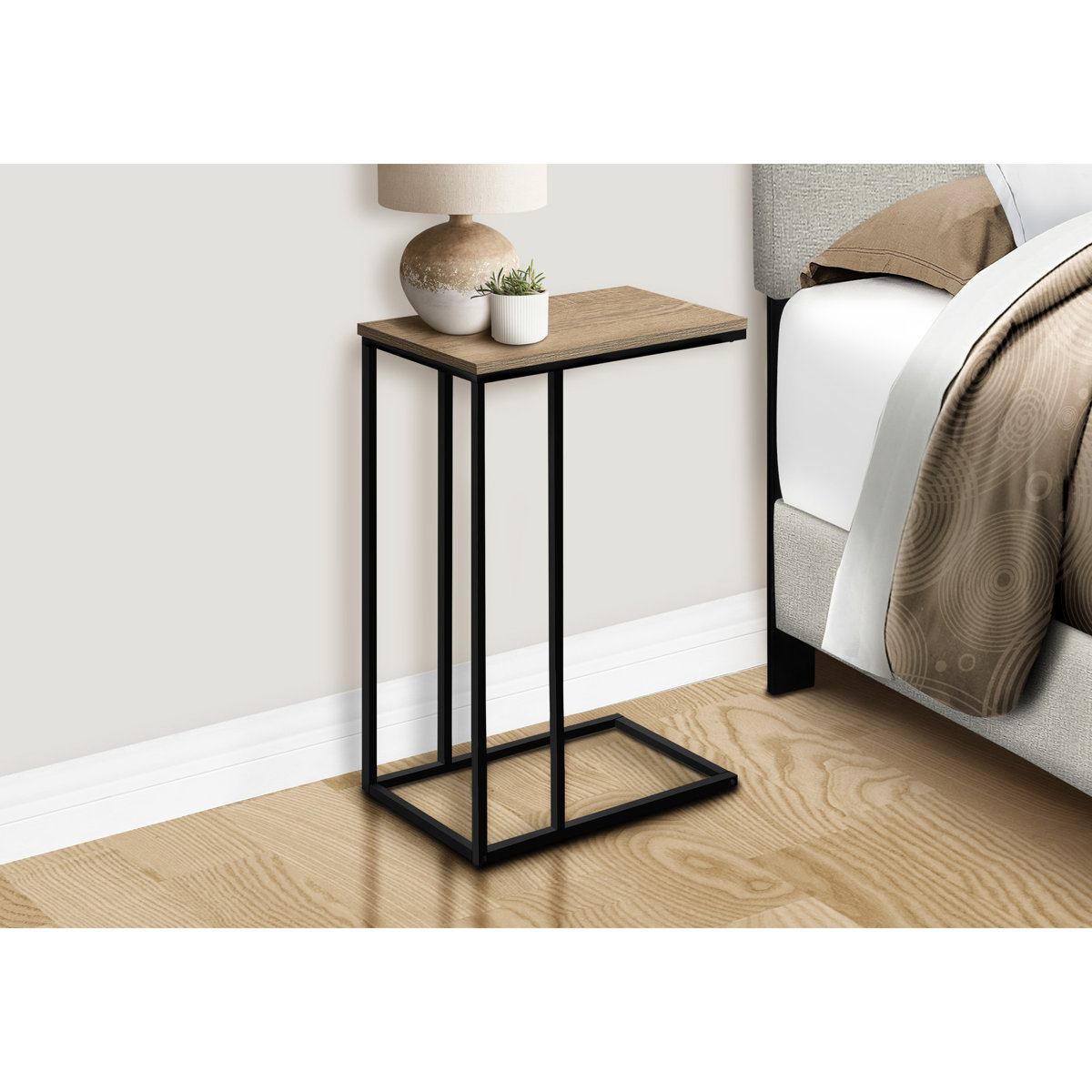Latitude Run® Contemporary Snack Table For Bedroom - Taupe Laminate ...