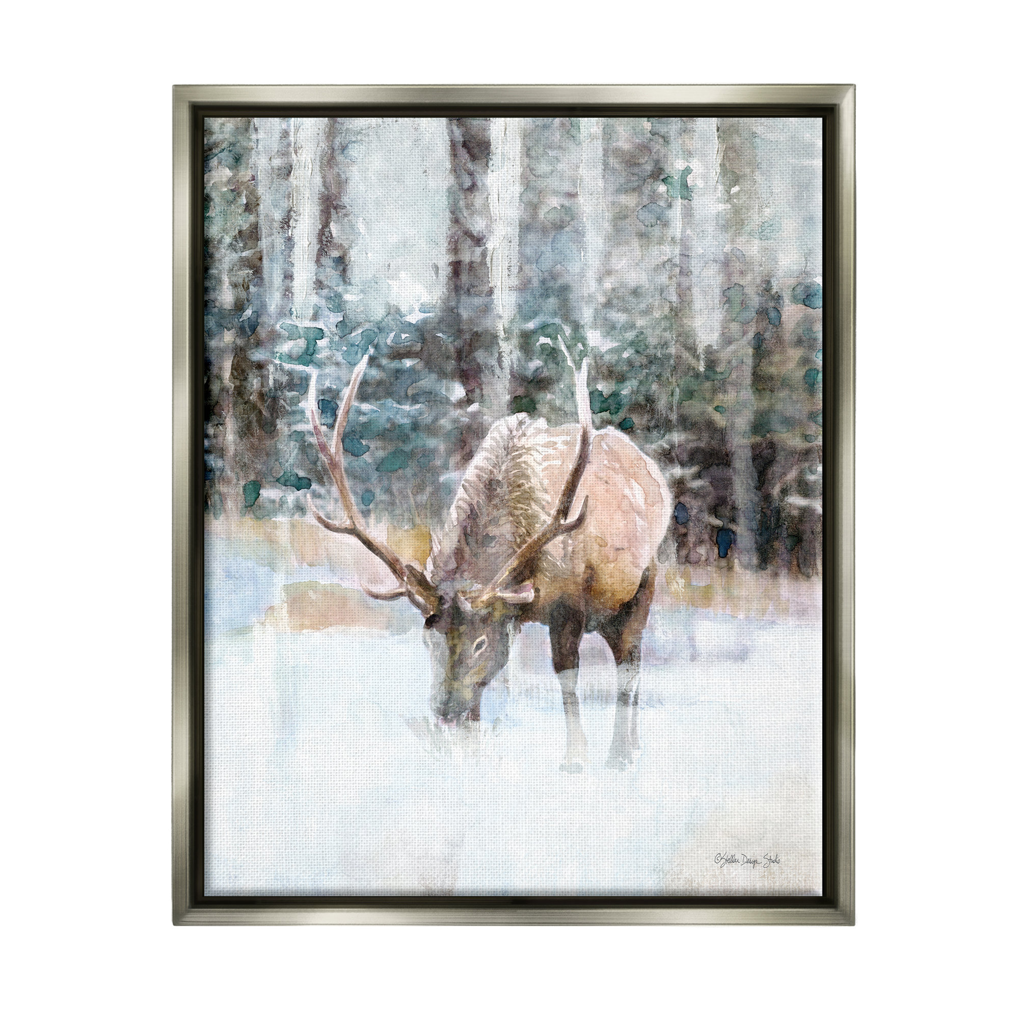 Stupell Industries Elk Abstract Woodland Nature Canvas Wall Art Design ...