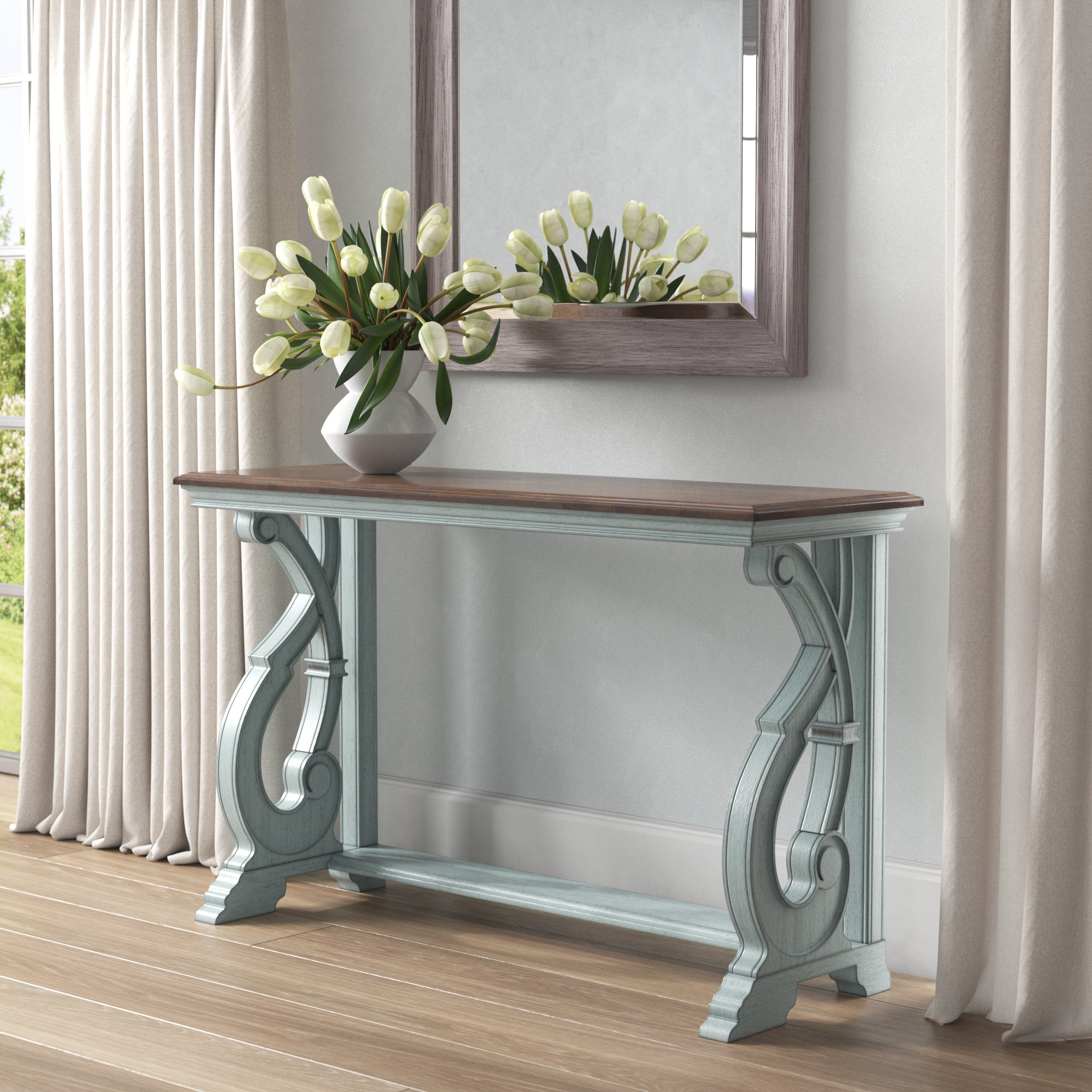 Kallas 50 Console Table Laurel Foundry Modern Farmhouse Table Base Color Blue
