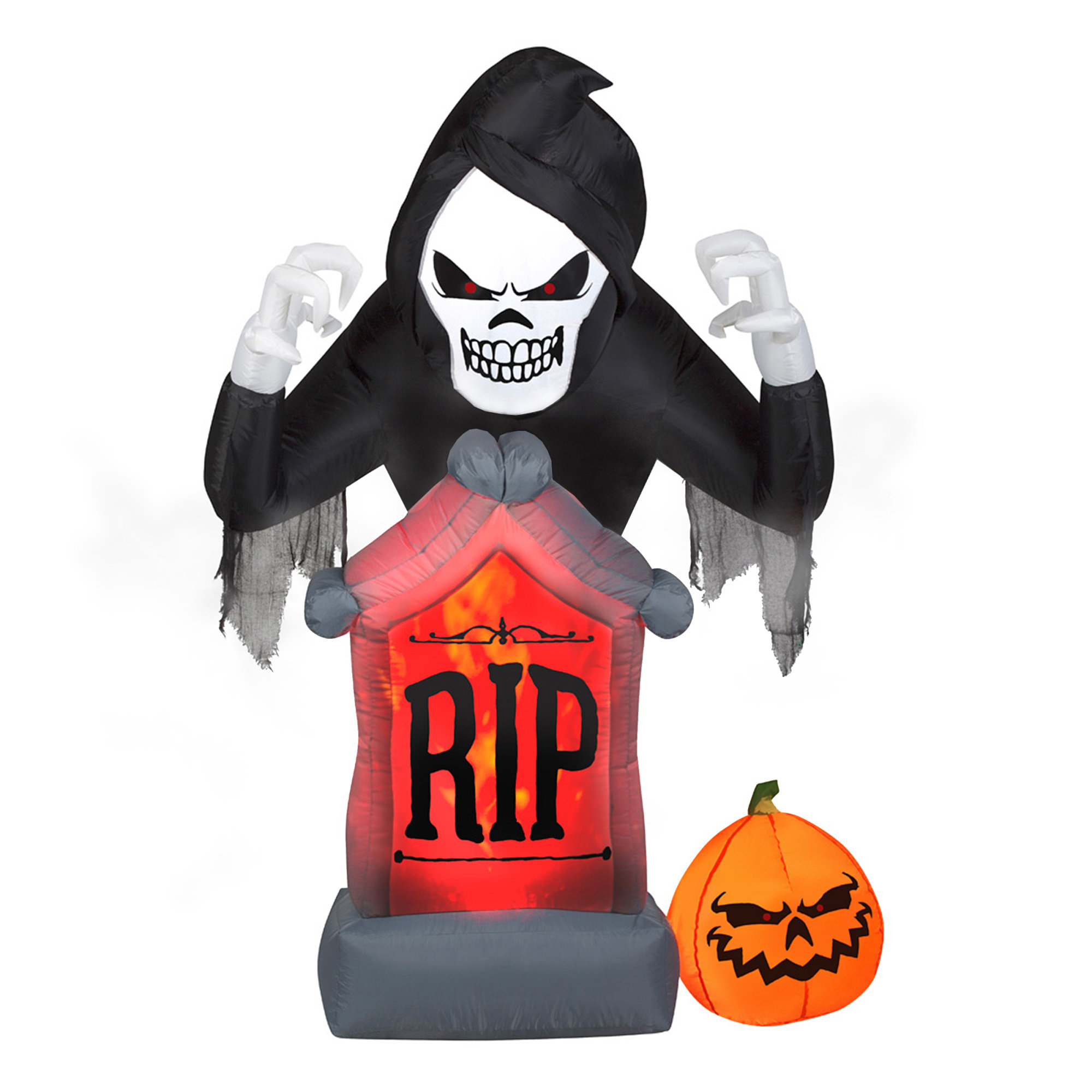 The Holiday Aisle® 6' Halloween Inflatable Shaking Grim Reaper | Wayfair