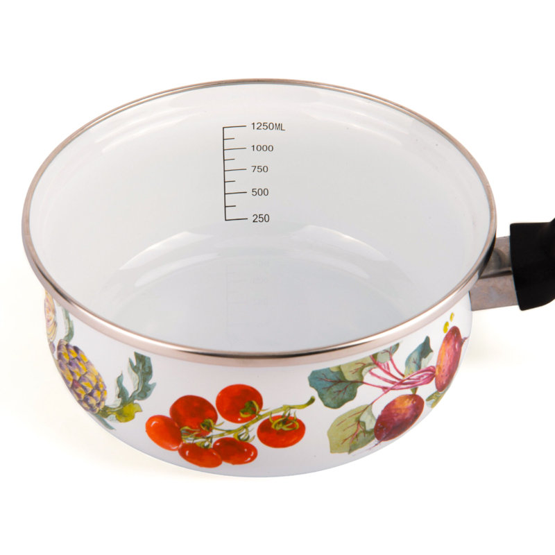 STP-Goods Italian Garden Enamel Saucepan 1.45-qt with Liter Scale | Wayfair