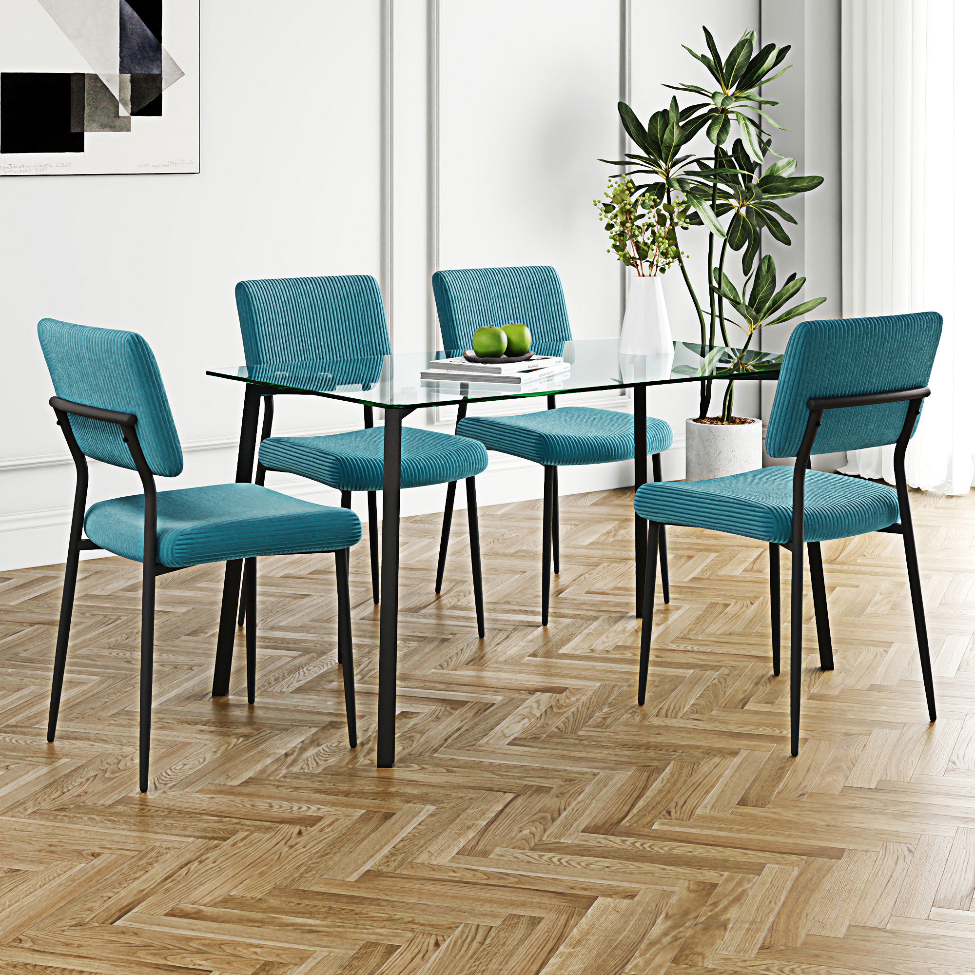Everly Quinn Kestner Modern Simple Table With A Glass Square Table And ...