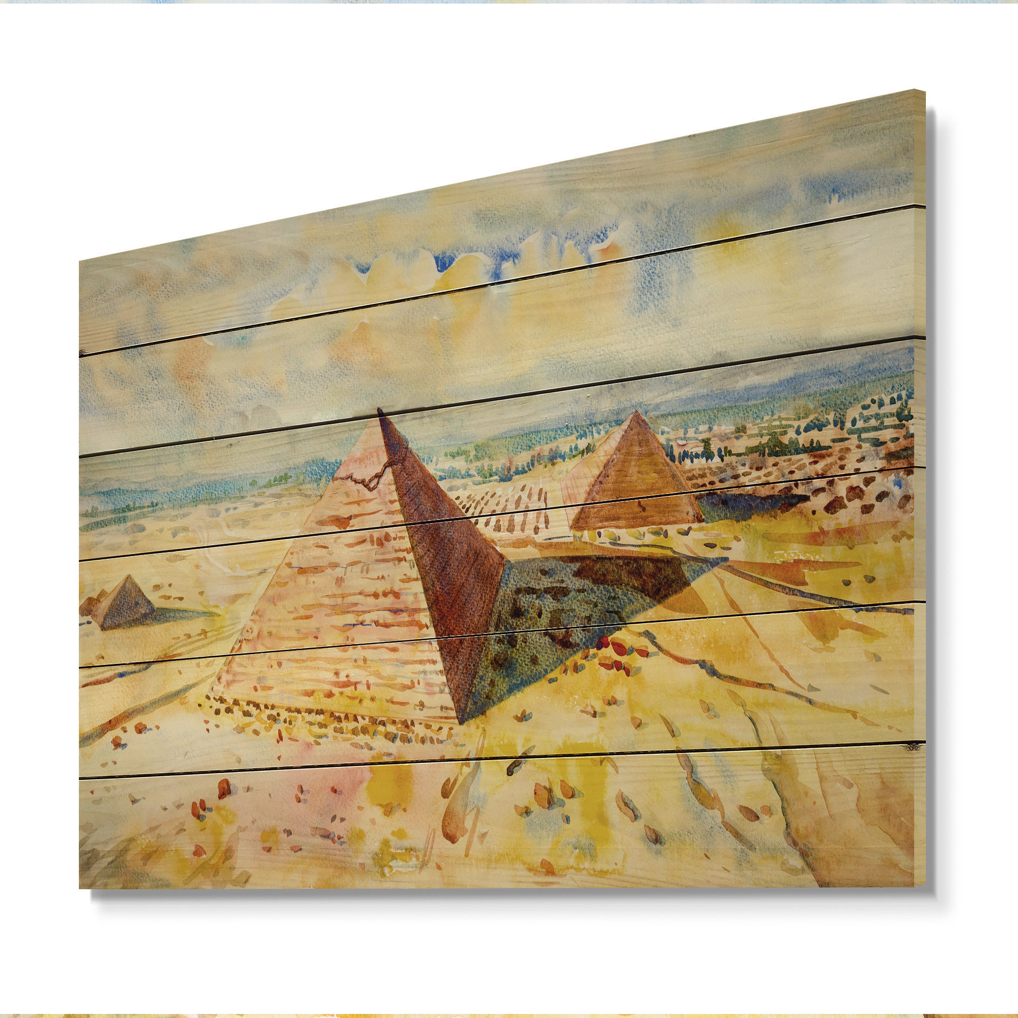 Millwood Pines Pyramid Of Egypt Painting - Vintage Print on Wood | Wayfair