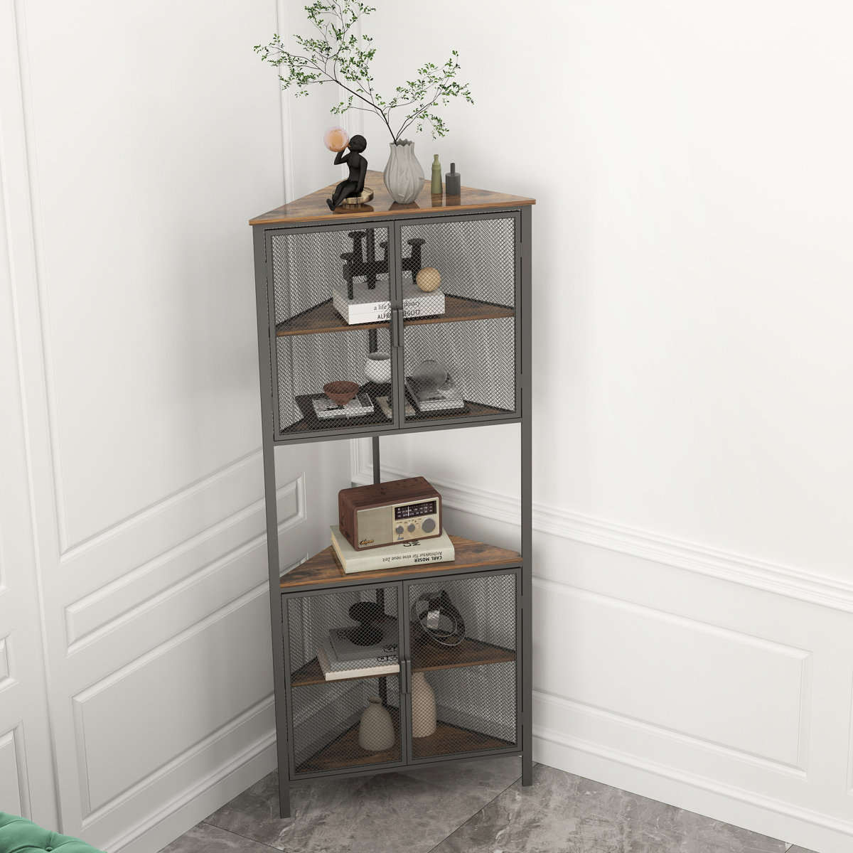 17 Stories 5-layer frame with metal mesh door for small space corner ...