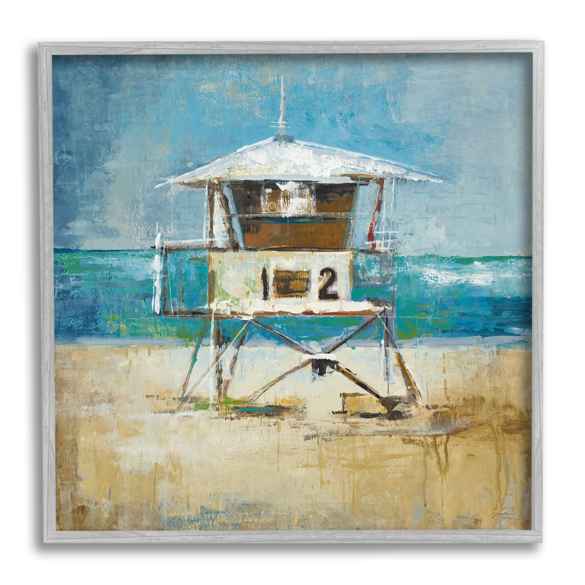 Highland Dunes Beach Hut Painting Framed Giclee Art Design By Liz ...
