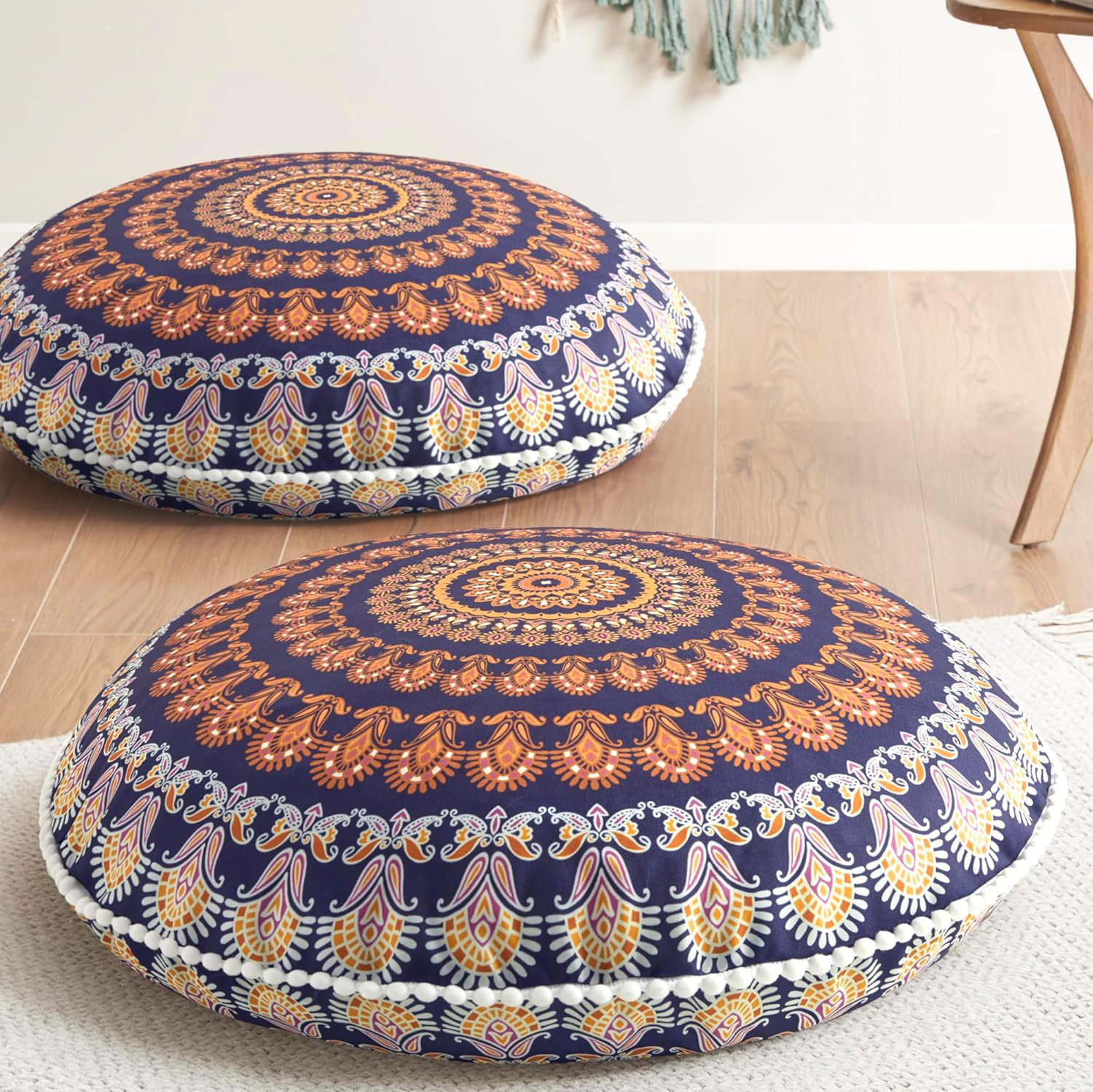 INKEDZ Meditation Floor Pillows Set of 2, Round Large Pillow Seating ...