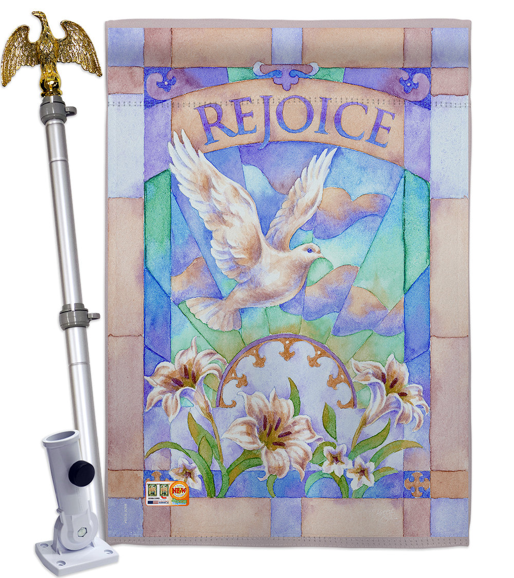 Breeze Decor Double Sided 40'' H x 28'' W Polyester Easter Flag Set ...