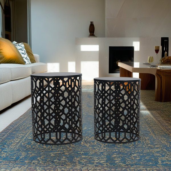 Mercer41 Tennant Set Of 2 Round Metal End Tables & Reviews | Wayfair