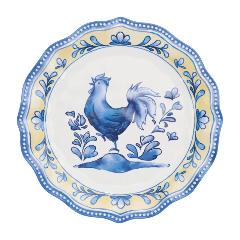 August Grove® Blue Rooster 18 Piece Melamine Dinnerware Set Plate and ...