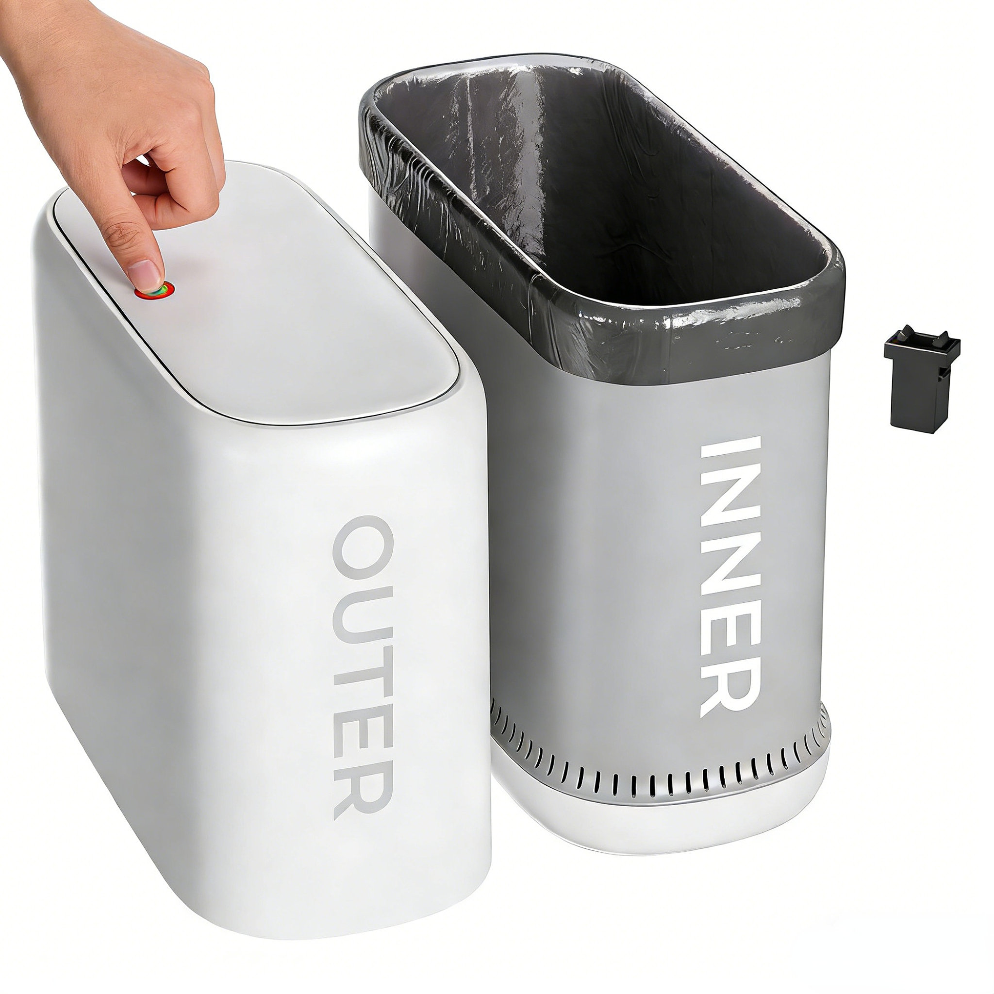 ‎JOYBOS JOYBOS 3 Gallon Slim Bathroom Trash Can with Lid, Narrow ...