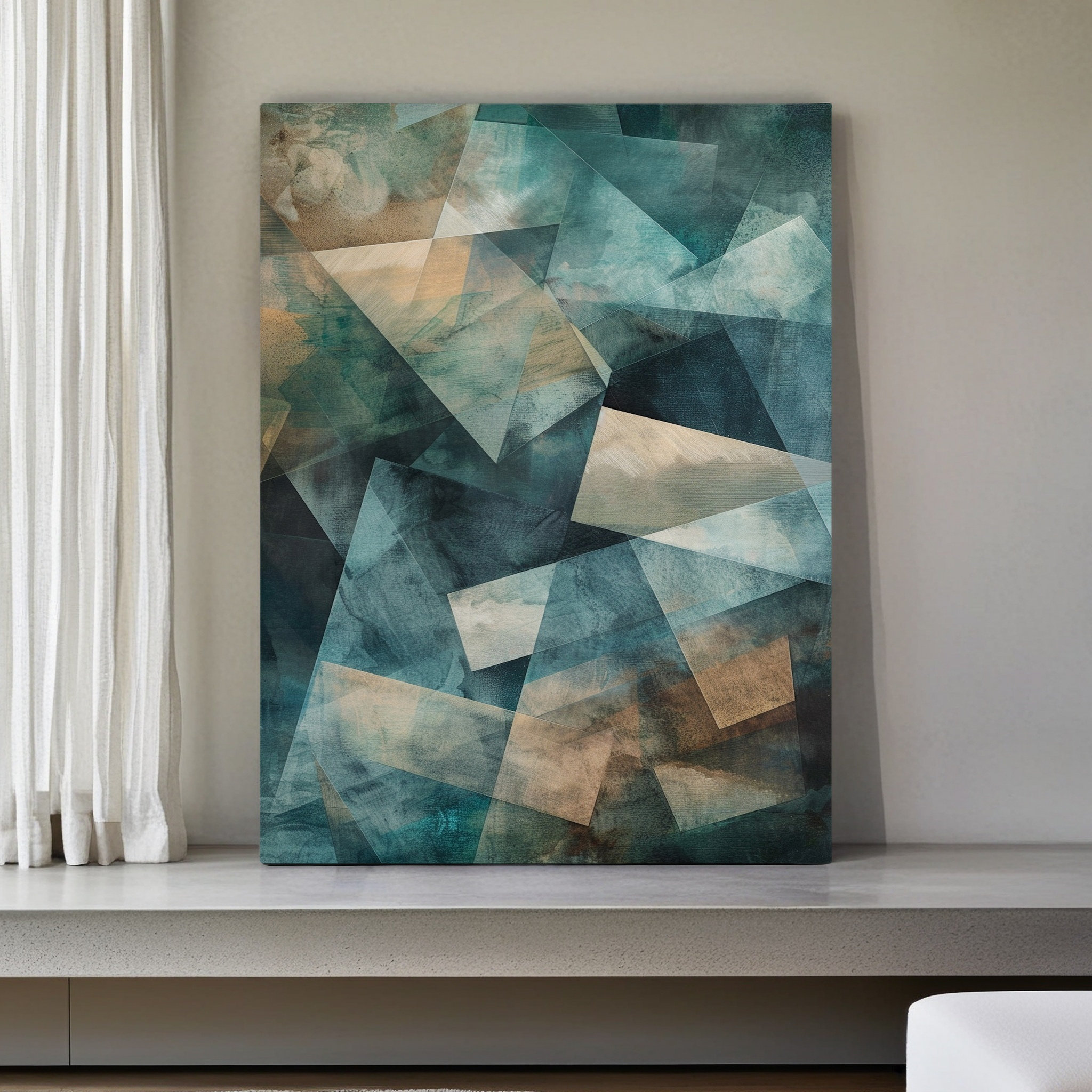 Brayden Studio "Layered Geometric Dream: Abstract Art in Natural Tones ...