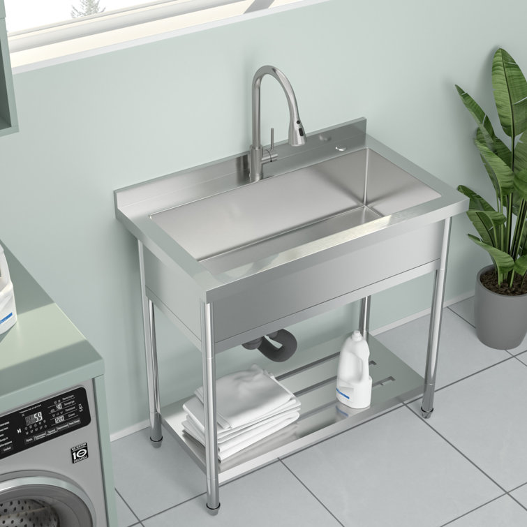 Mocoloo 36"L x 21"W Commercial Laundry Sink Freestanding Stainless ...