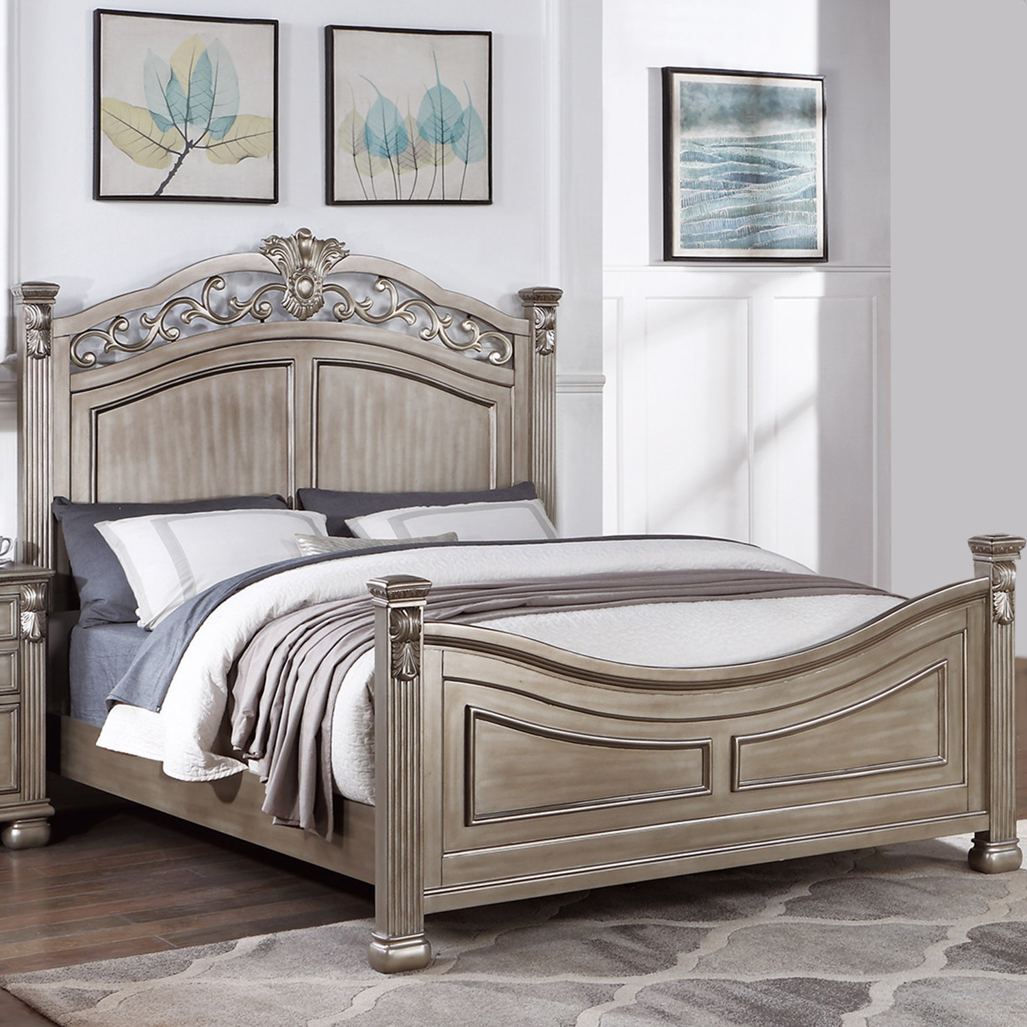 Astoria Grand Wooden Eastern Bed With Crafted Headboard | Wayfair