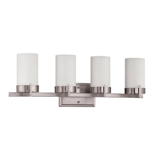 4 Light Satin Nickel Bathroom Vanity Lighting You'll Love | Wayfair