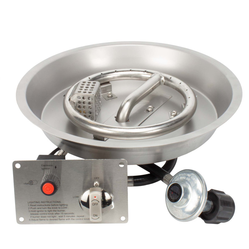 Celestial Fire Glass Round CSA Certified Fire Pit Burner Kit, Stainless ...