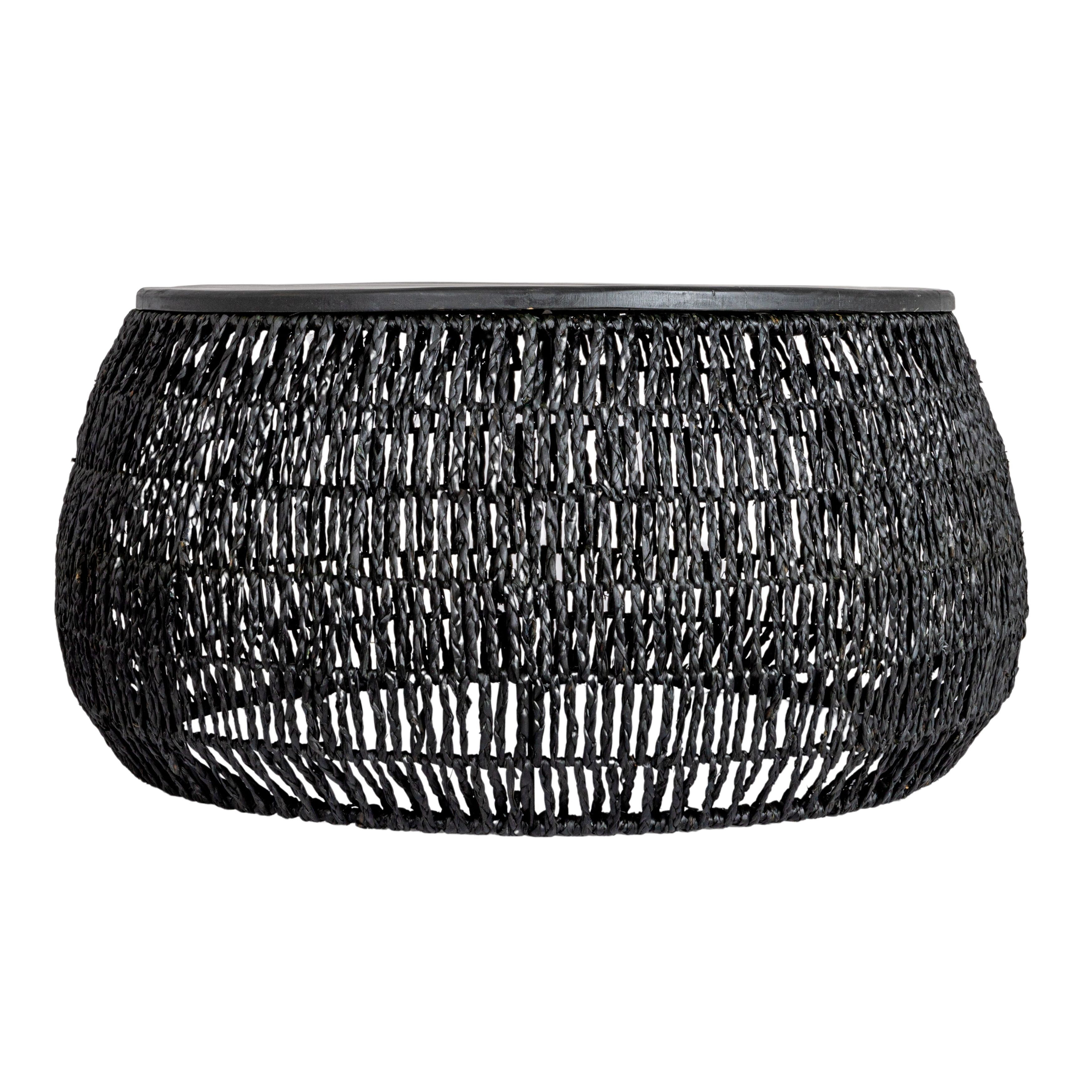 Rowena Interiors Serena Hand-Woven Seagrass and Pine Wood Round Coffee ...