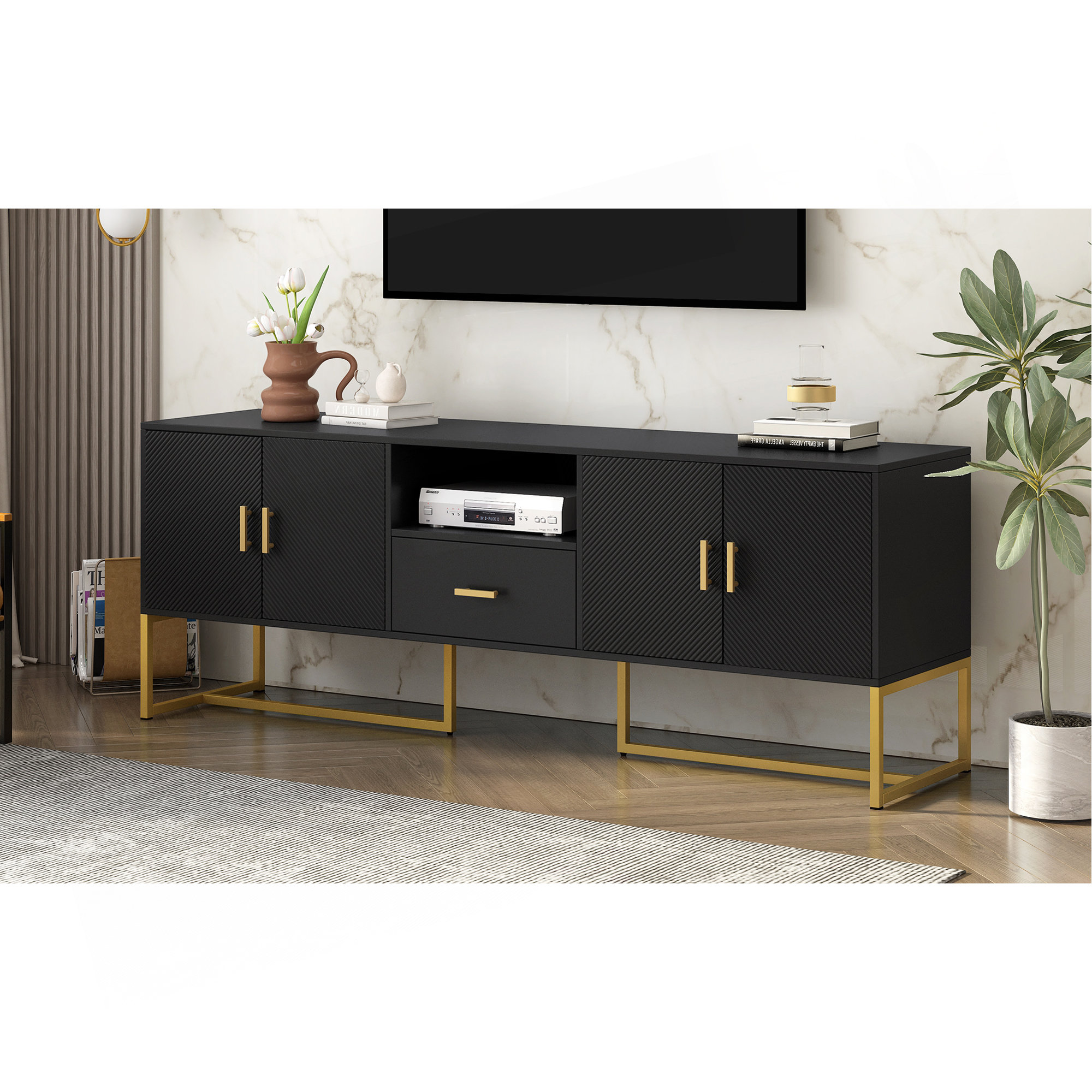 Mr Hua Modern TV Stand For TV Up To 70 Inches,TV Cabinet With 1 Drawer ...