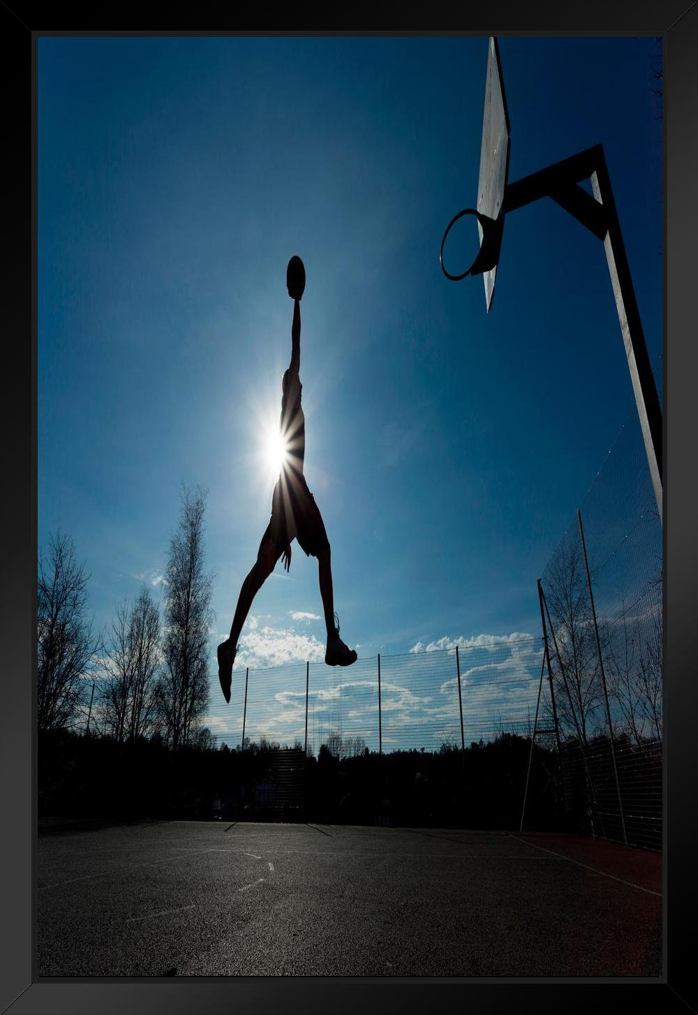 Trinx Basketball Player Air Slam Dunk Hoop Silhouette Photo Matted ...