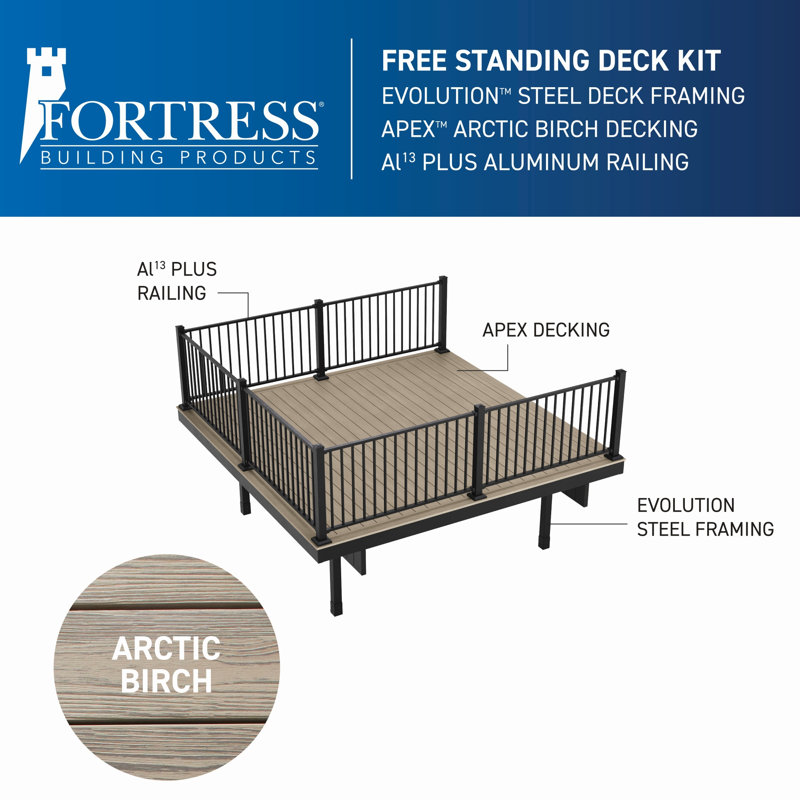 Fortress Building Products Apex 12' x 12' Freestanding PVC Deck Kit ...