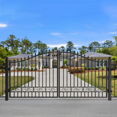 SIMPOL HOME Driveway Gate, Dual Swing driveway gates, Floral Pattern ...