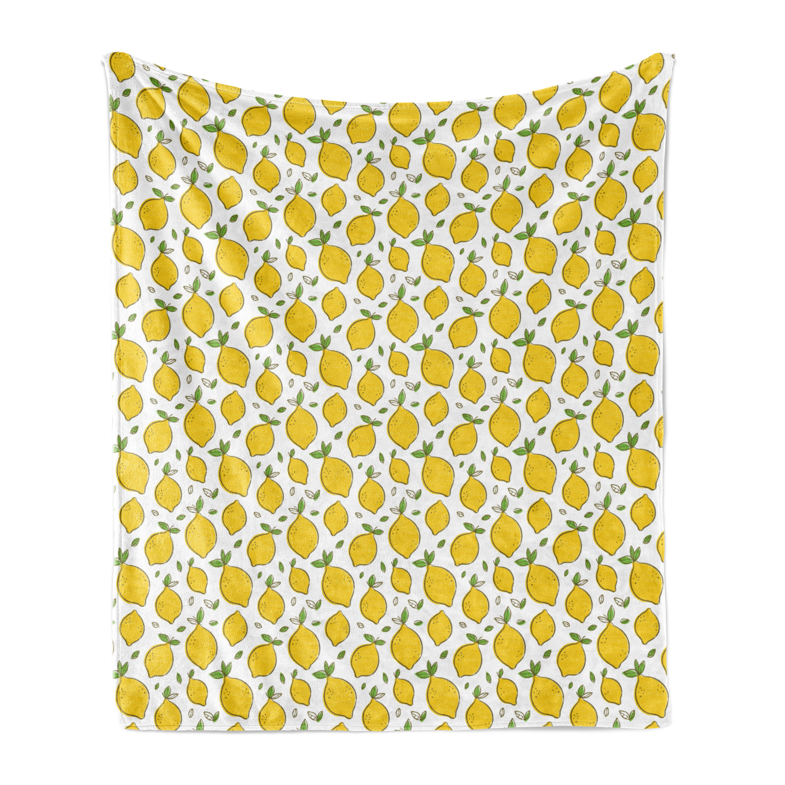 Ambesonne Lemons Fleece Throw Blanket Citrus Fruits Leaves Art Lime ...