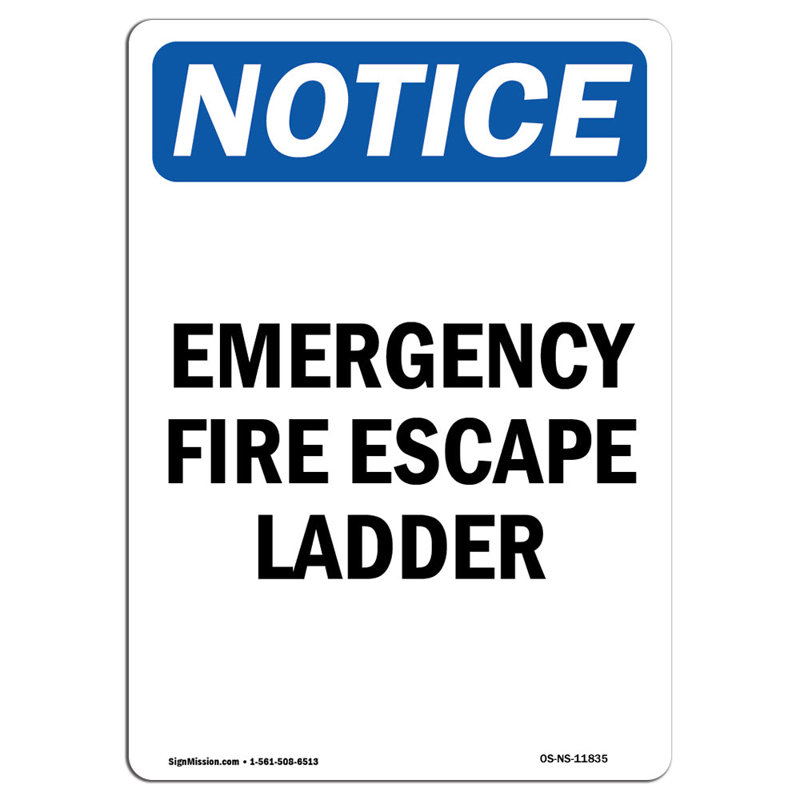 SignMission Emergency Fire Escape Ladder Sign | Wayfair