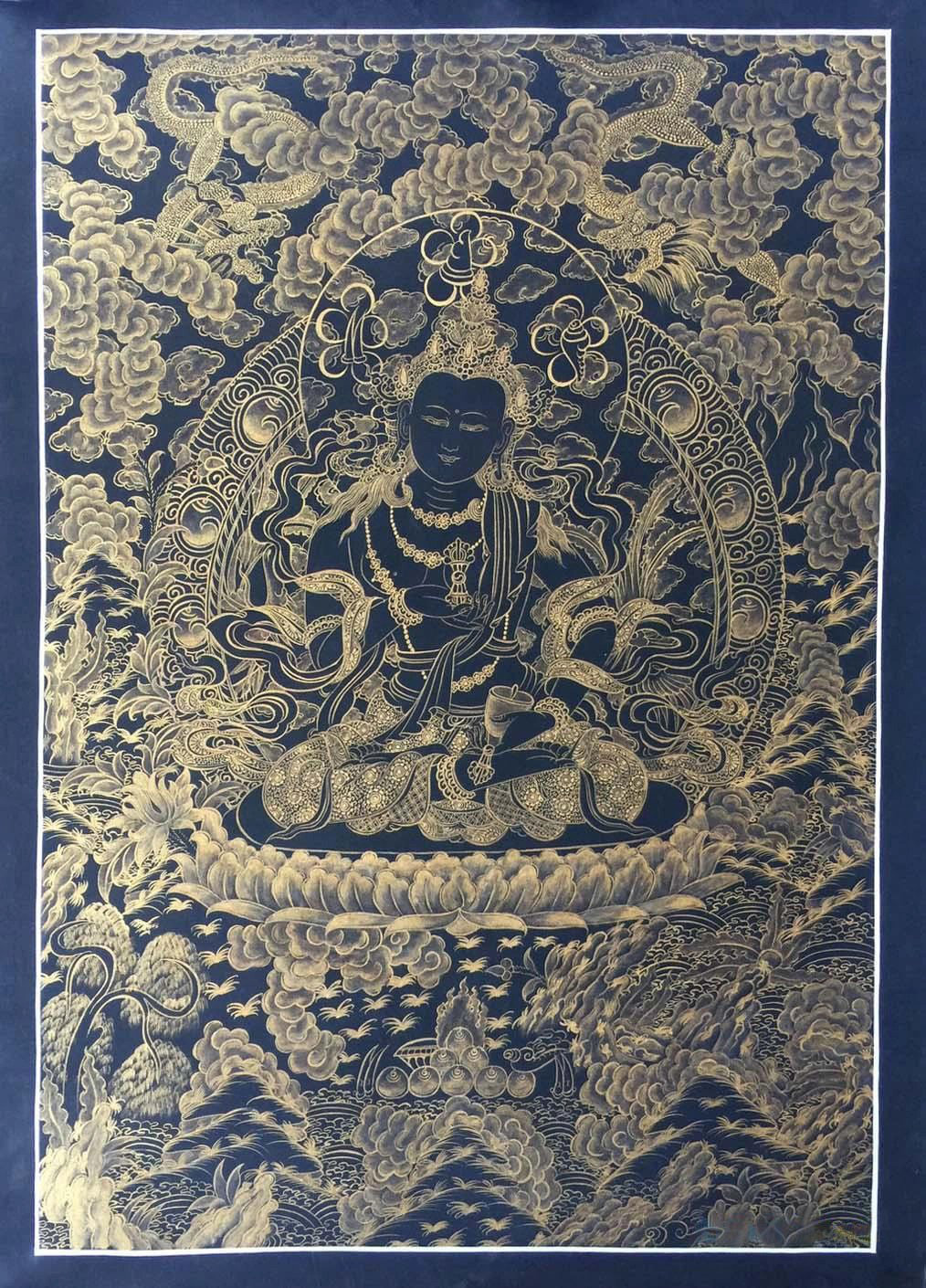 Exotic India Vajrasattva Kalo Sunaulo (Golden Black) Thangka ...