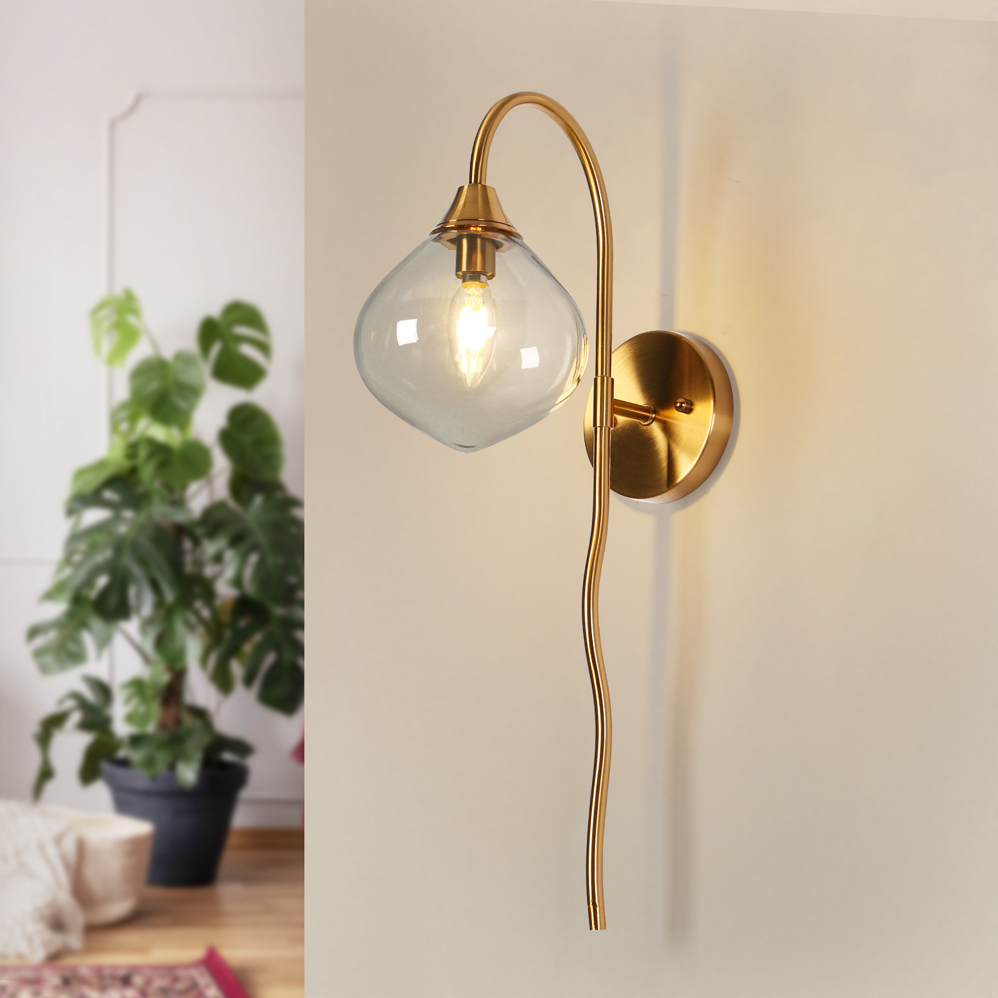 Mercer41 Elisabette Gold Iron Wallchiere with Smoky Glass - Wayfair Canada