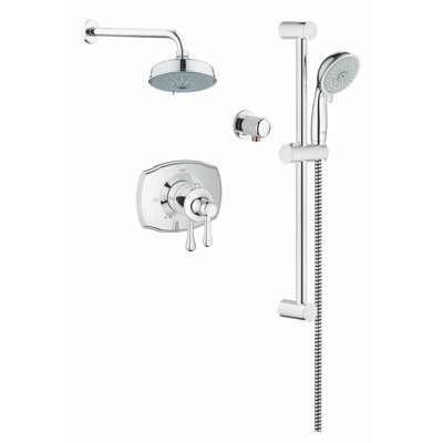 GROHE Authentic Thermostatic Complete Shower System with Rough-in Valve ...