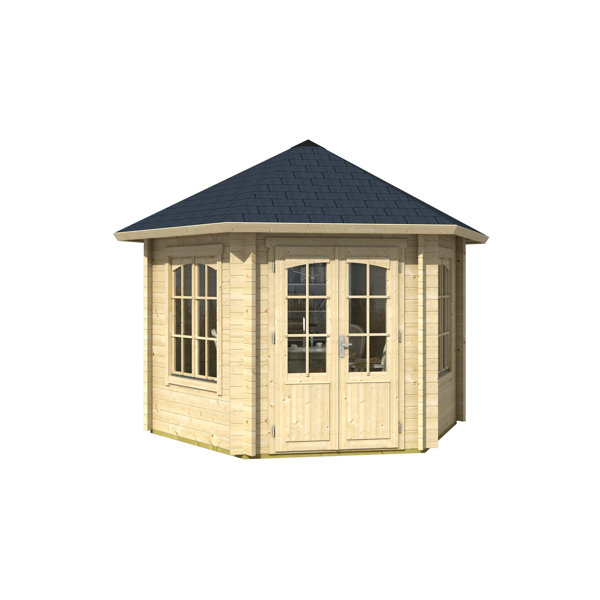 Lasita Maja Lasita 11.5 x 10 Ft. Pavilion Log Cabin With Tempered ...