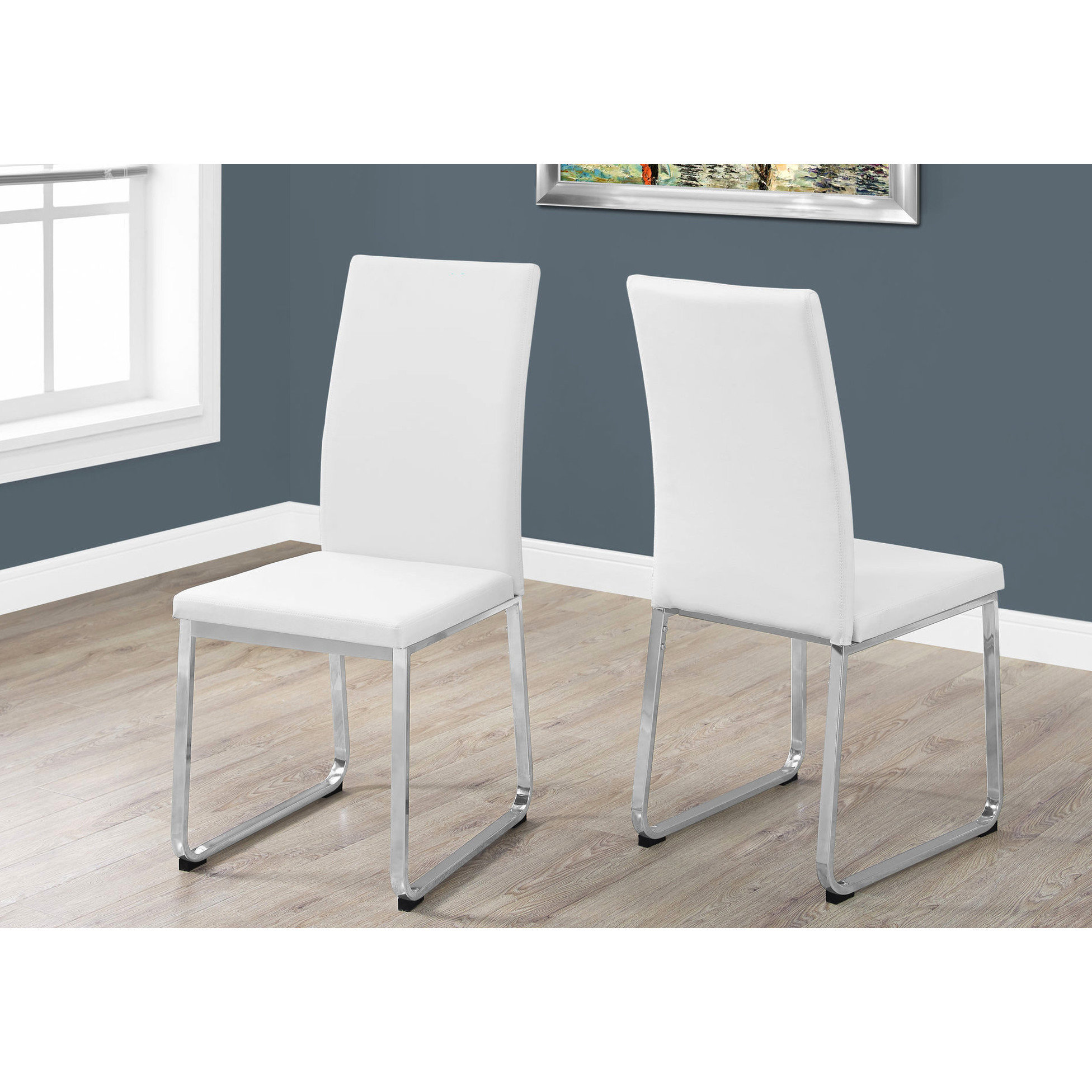 Wrought Studio™ 2Pcs Dining Chairs , White Leather Look Upholstery ...