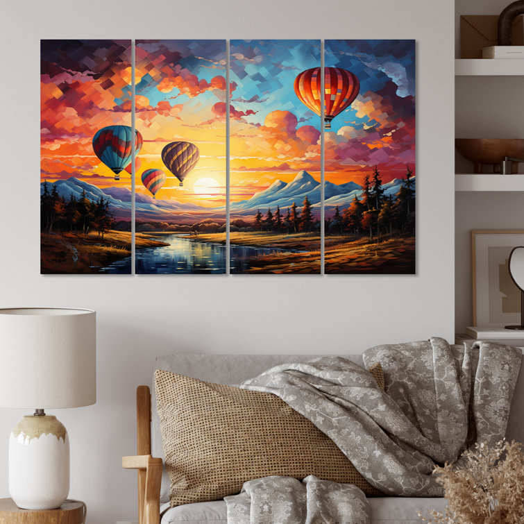 Latitude Run® Yellow Hot Air Ballon III - Hot Air Balloon Metal Wall ...