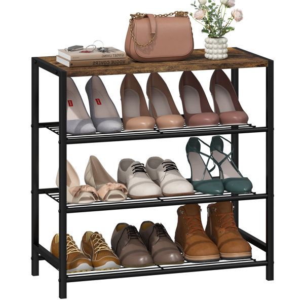 17 Stories 4 Tier Shoe Rack 9 Pair Shoe Storage for Closet Entryway ...