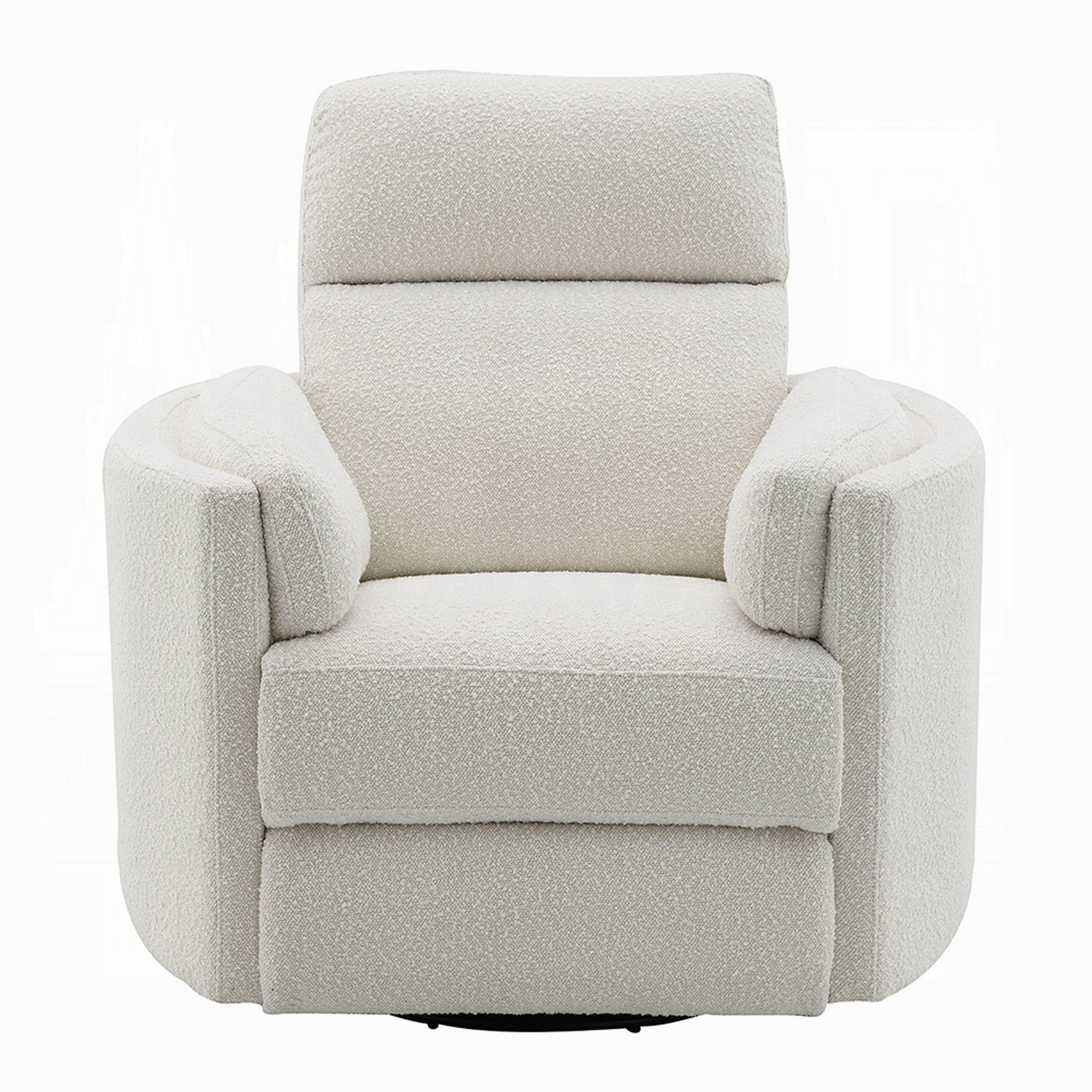 Benjara Siri Swivel Glider Recliner Chair, Plush Beige Boucle, Soft ...