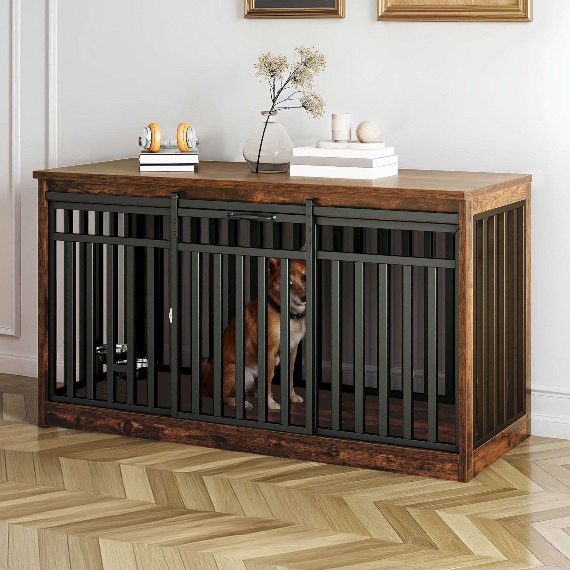 Archie & Oscar™ Heavy Duty Wooden Dog Crate Kennel Furniture With ...