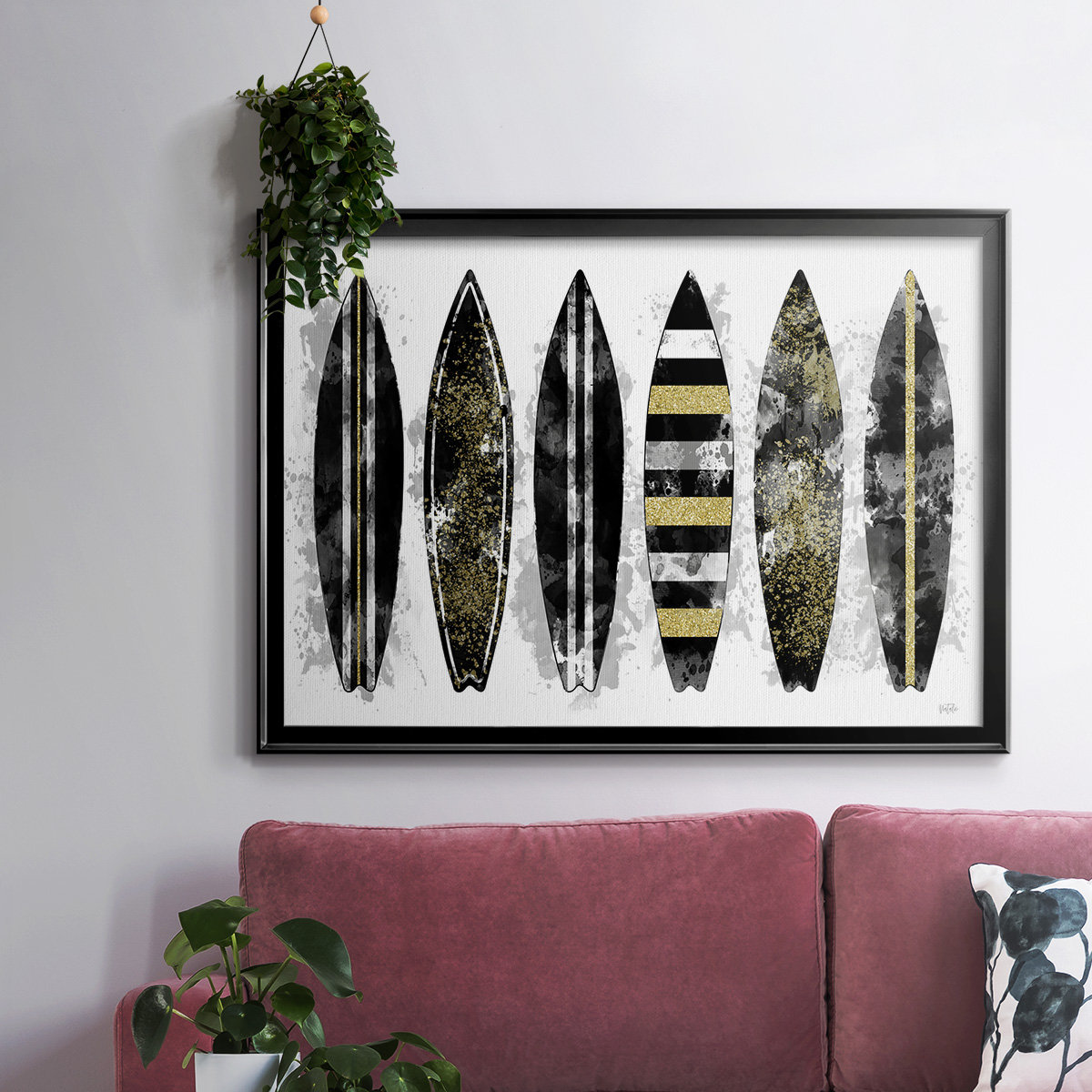 Highland Dunes Golden Surf Framed On Canvas Print | Wayfair