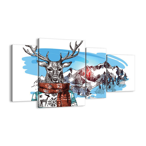 Happy Larry Even the Deer Do Not Freeze - 4 Piece Unframed Graphic Art ...