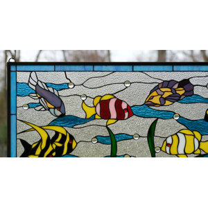 Rosecliff Heights Fish Under the Sea Stained Glass Window Panel ...