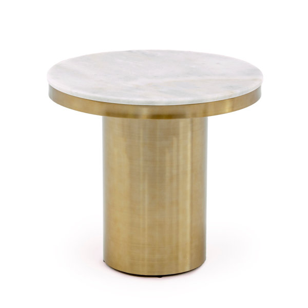 VIG Furniture Rocky - Glam White & Gold End Table | Wayfair