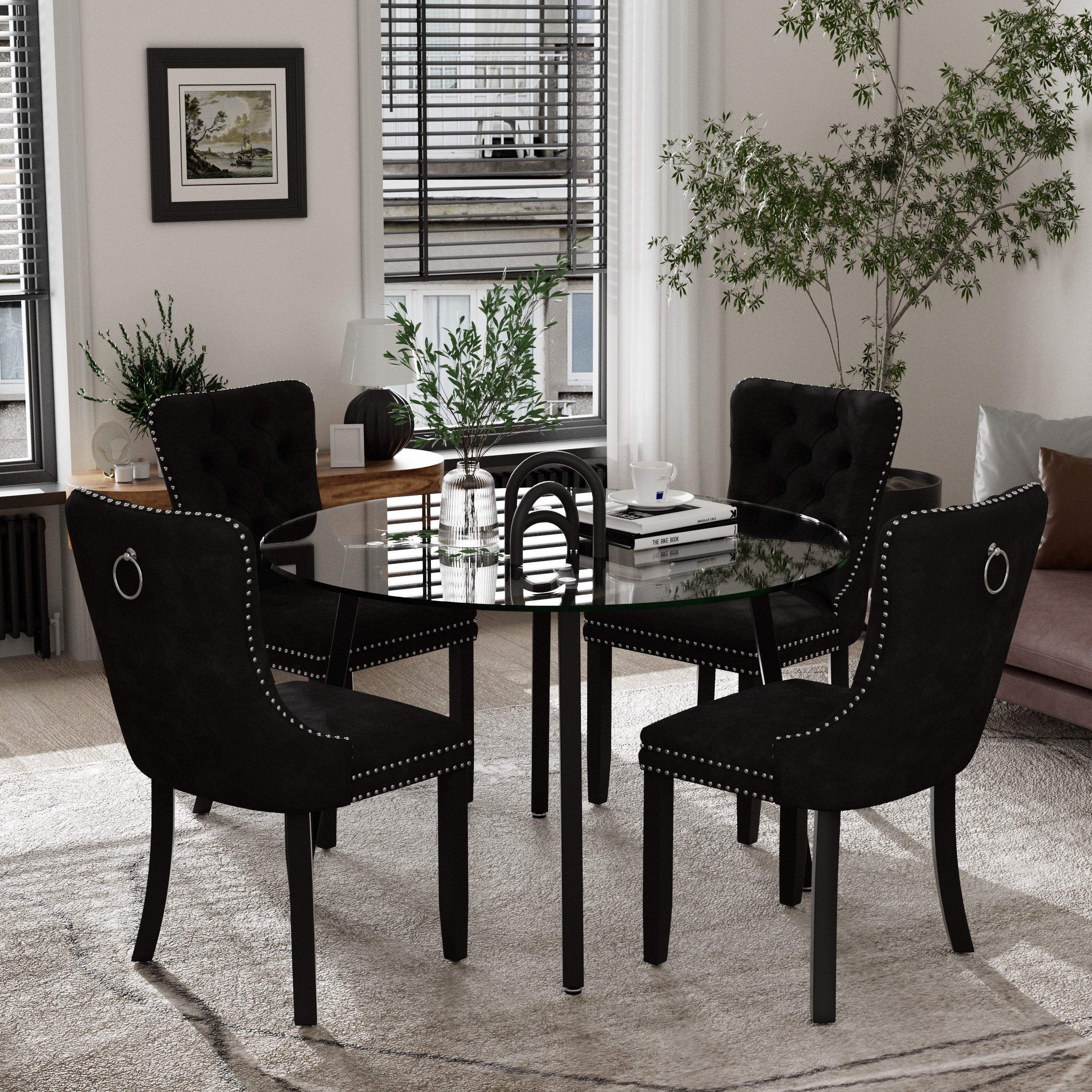 Lark Manor 5-Piece Round Glass Dining Table Set - Wayfair Canada