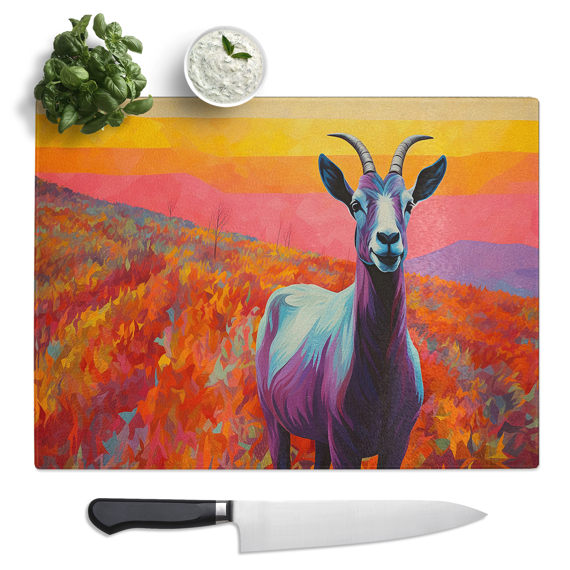 Metro Lane Goat Colour Field Glass Chopping Board | Wayfair.co.uk