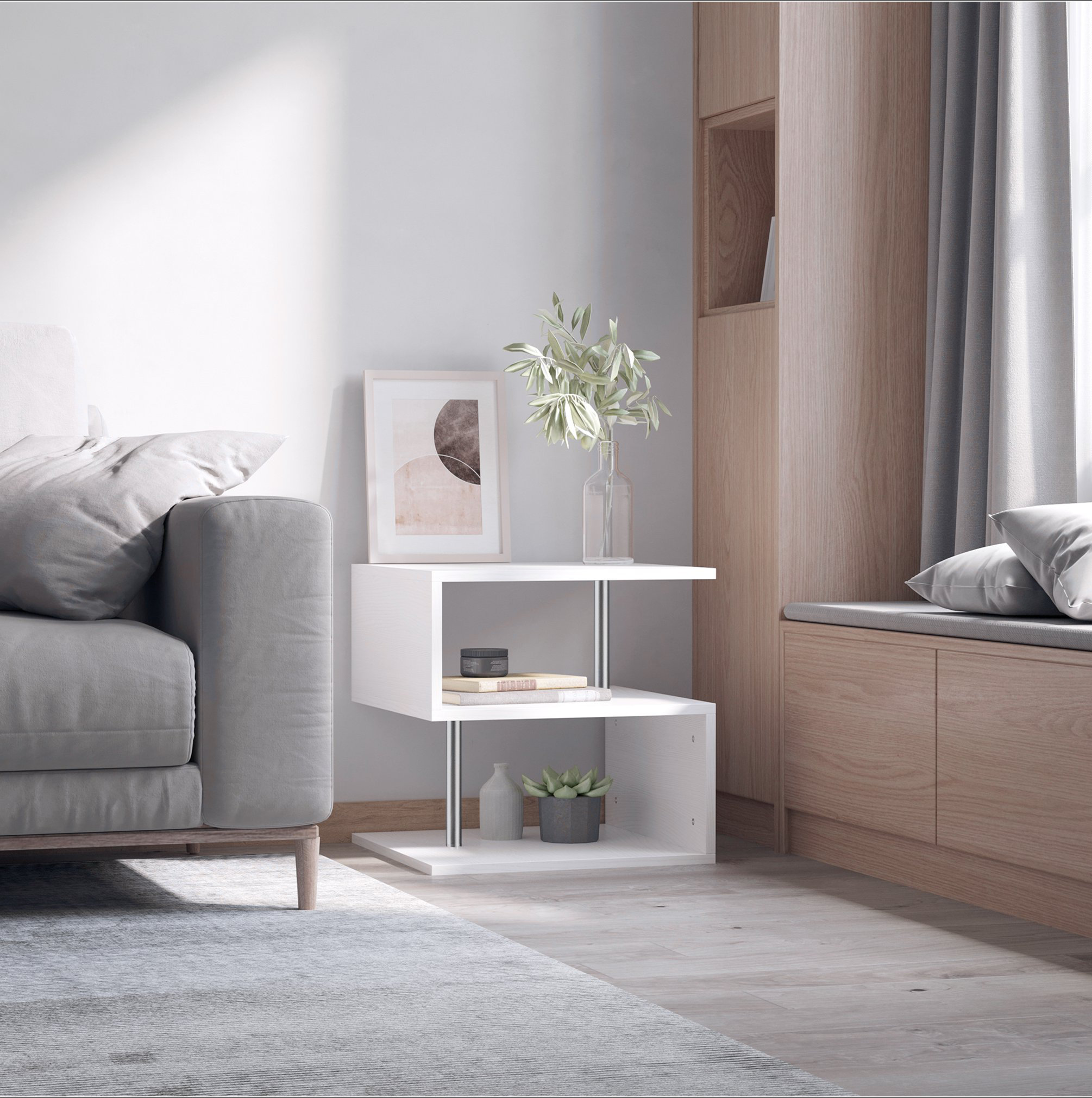 George Oliver 20" Modern End Table, Accent Side Table, S-Shaped Coffee ...