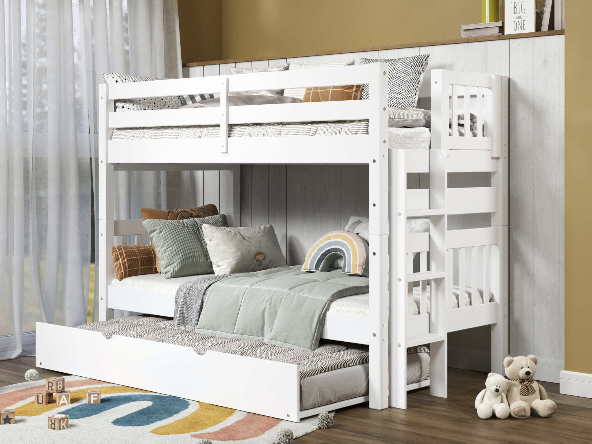 Harriet Bee Treva Solid Wood Standard Twin over Twin Bunk Beds with ...