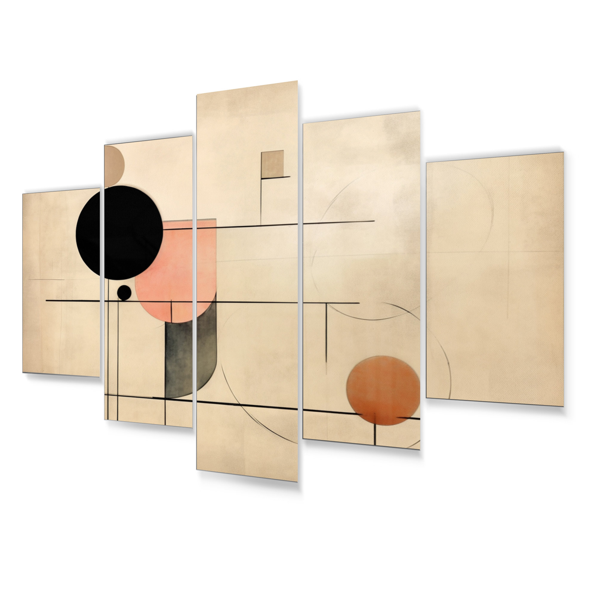 George Oliver Beige Geometry In Motion IX - Abstract Shapes Metal Art ...
