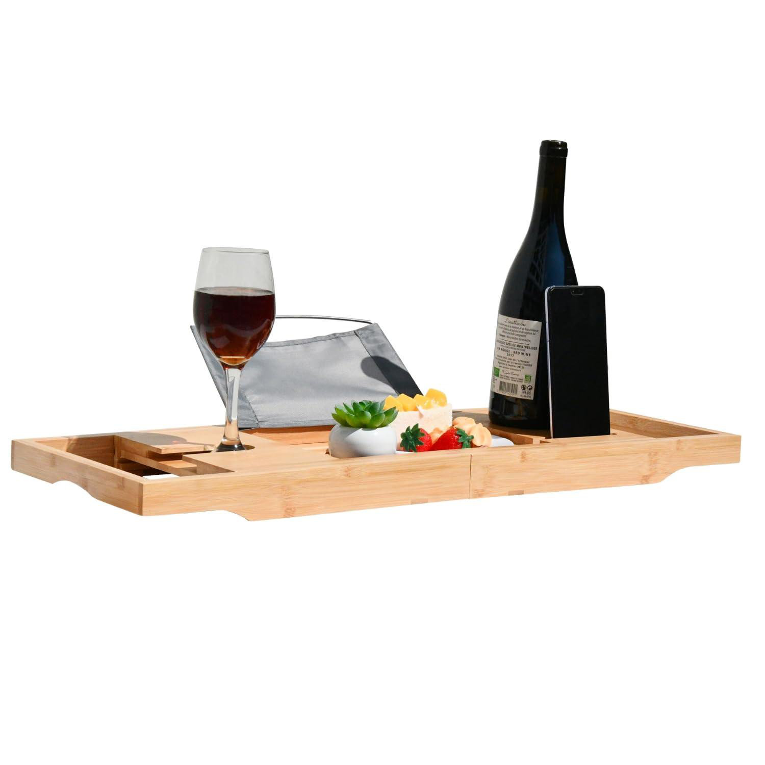 Latitude Run® Bamboo Bathtub Tray, Waterproof & Durable Wooden Bath ...