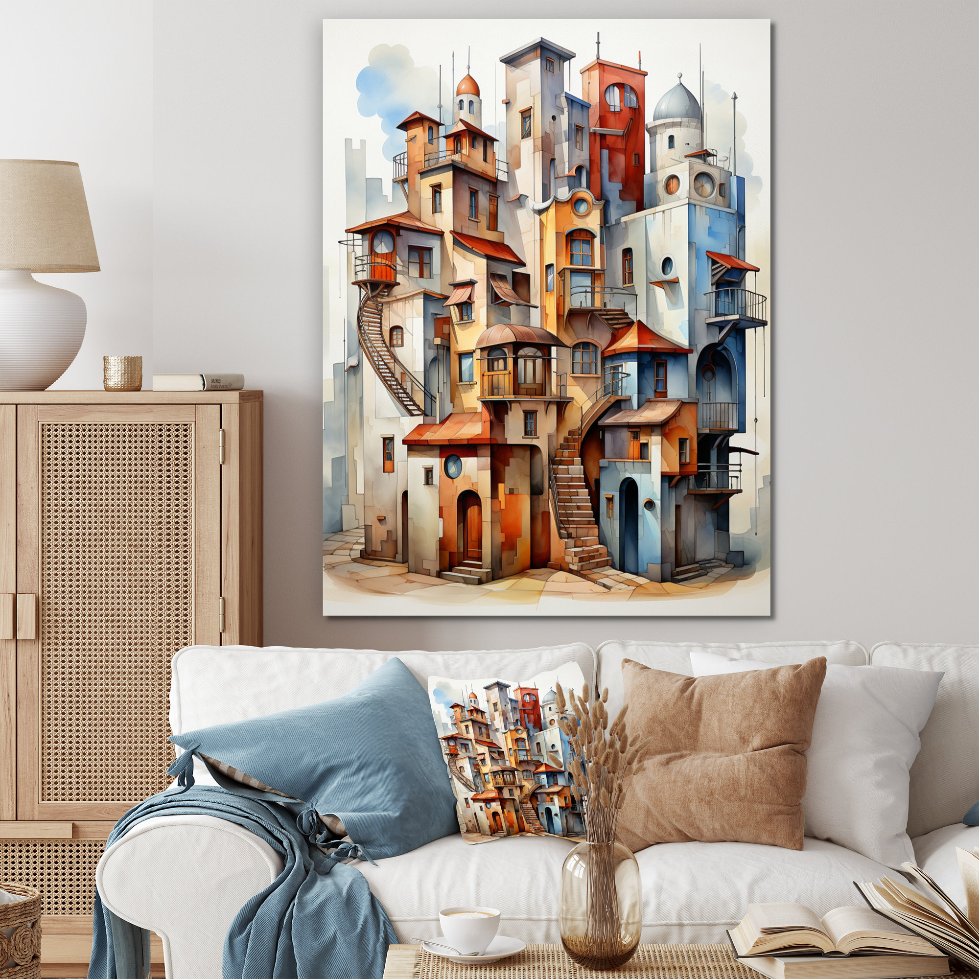 Red Barrel Studio® Wakeelah Cubism Art Tower III On Canvas Print | Wayfair