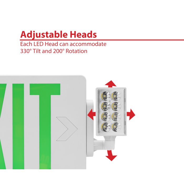 NICOR Lighting Thermoplastic LED Double Sided Emergency Exit Combo Sign ...